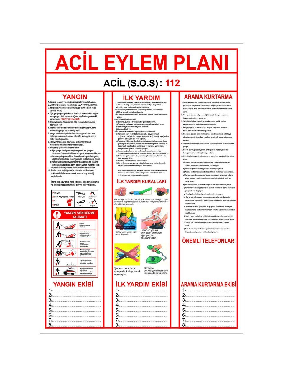 Acil Eylem Planı | Acil Durum Levhaları | İlkiş